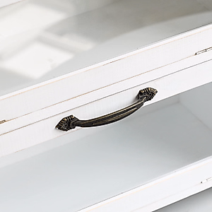 COLLECTIVE HOME - 2 Tiered Storage Cabinet, Countertop Cabinet, Wood Organizer for Kitchen Living Room Bedroom Office, 15.75 x 14.5 x 6.5 (no Pattern, Double Door, White)