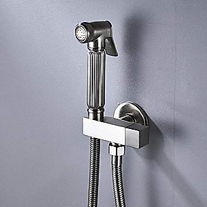 MINJING Brushed Nickel Bidet Sprayer Head Wall Mounted Bathroom Bidet Faucet Shower Faucet Toilet Bidet Muslim Brass Washer Tap-1