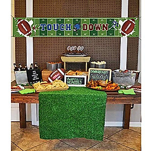 Large Football Themed Birthday Party Banner, Super Bowl Sunday Game Day Sports Fan Supplies, Football Photo Backdrop Hanging Decorations （9.8 x 1.5 ft)