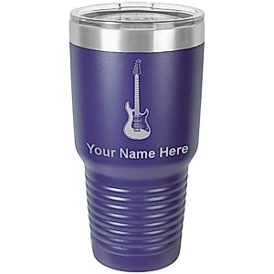 LaserGram 30oz Vacuum Insulated Tumbler Mug, Electric Guitar, Personalized Engraving Included (Dark Purple)