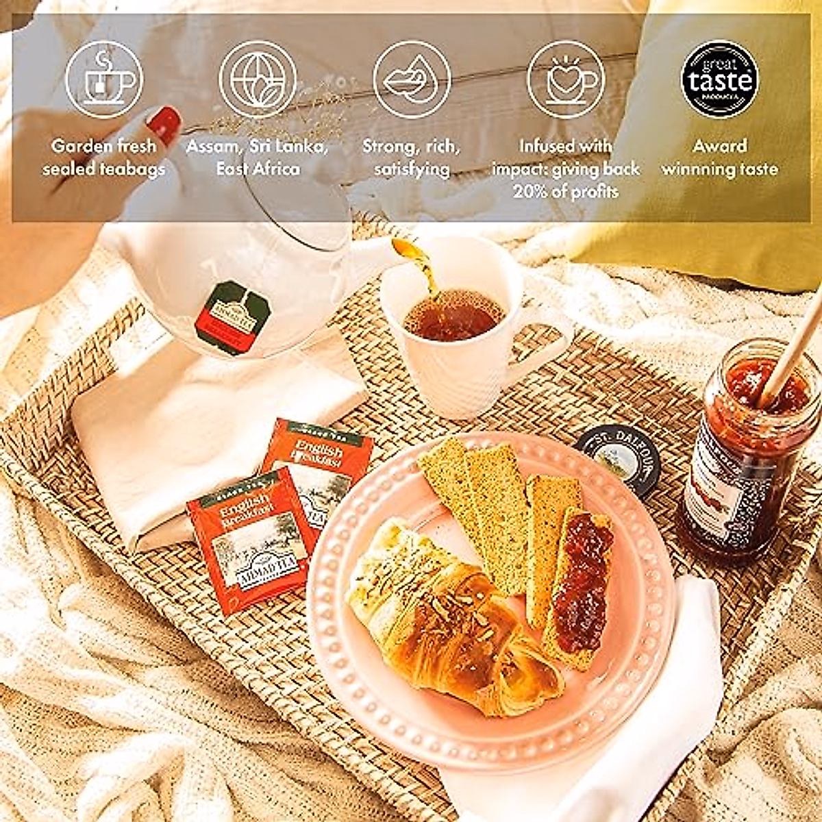 Ahmad Tea Black Tea, English Breakfast Teabags individually wrapped in foil, 100 ct - Caffeinated & Sugar-Free