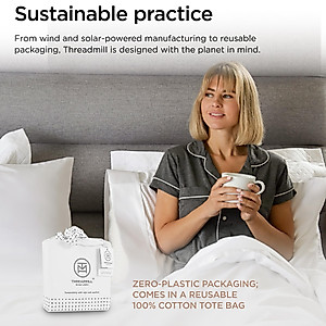 Threadmill Egyptian Cotton Twin Sheet Set | 100% Certified Egyptian Cotton Sheets for Twin Size Bed | Sateen Twin Bed Sheets Set 15" Deep Pocket | Soft Breathable 3-Piece Cooling Sheet Set | White