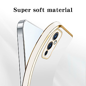 KuDiNi for Oneplus 9 Case, Oneplus 9 Phone Case for Women Girls Electroplating Cute Luxury Bling Aesthetic Trendy Pretty, Full Camera Soft TPU Protection Shockproof Cover for Oneplus 9 (White)