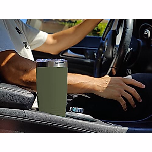 LaserGram 20oz Vacuum Insulated Tumbler Mug, Barber Shop Pole, Personalized Engraving Included (Camo Green)