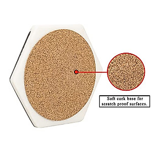 GoCraft Hexagon Marble Coasters for Drinks - Set of 6 Handcrafted Modern Coasters - White & Black Marble Coasters with Gold Brass Inlay for Your Beverages & Wine/Bar Glasses