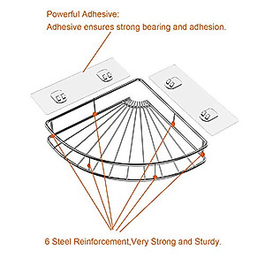 CBTONE 2 Tiers Bathroom Corner Shelf Adhesive Triangle Wall Corner Shower Shelf Stainless Steel Shower Caddy No Drilling