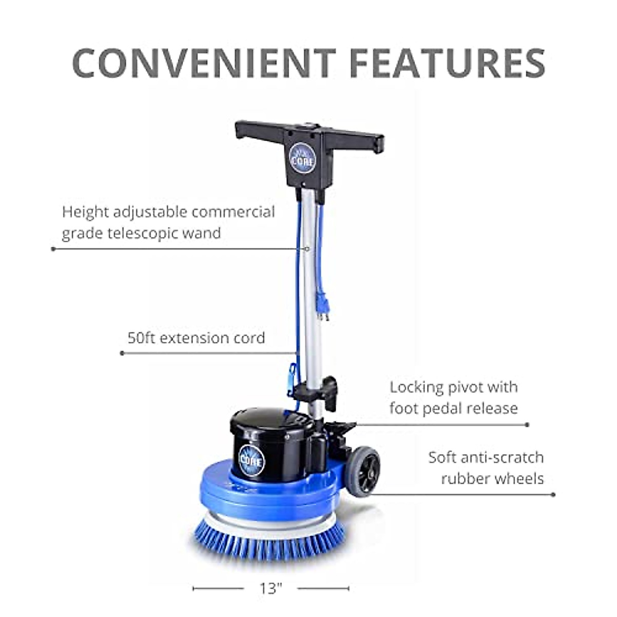 Prolux Core Floor Buffer - Heavy Duty Single Pad Commercial Floor Polisher and Tile Scrubber