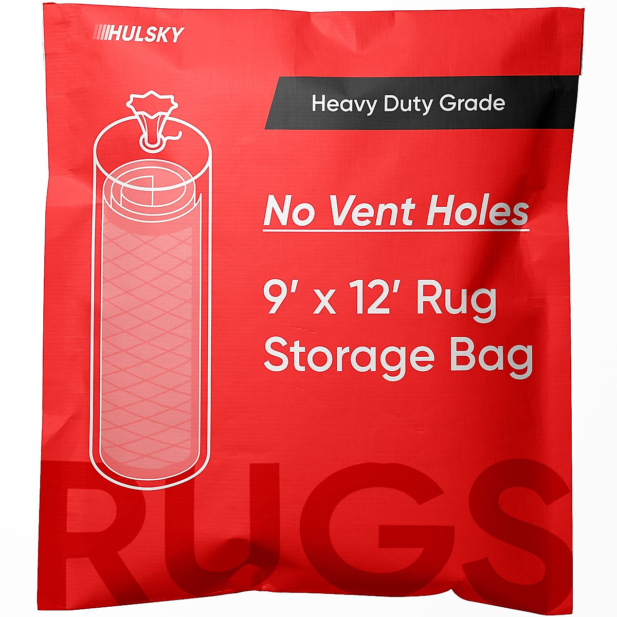 Hulsky Rug Storage Bag - 3 Mil Heavy Duty Rug Storage Bag for Moving and Storage - Fits Rugs up to 9' x 12' - No vent holes