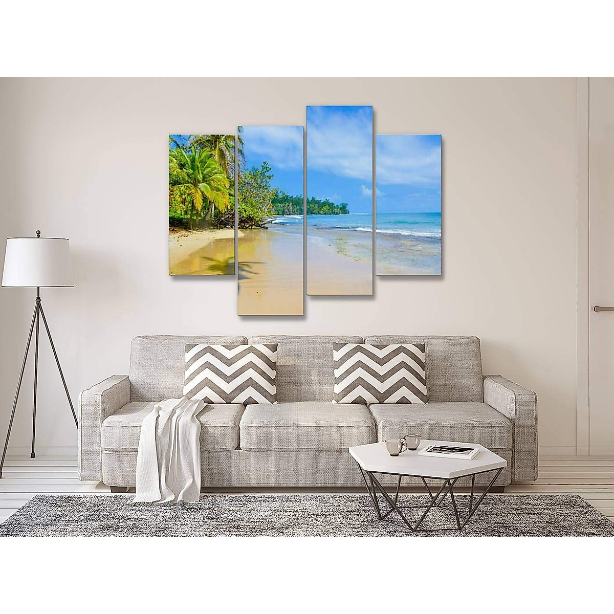 4 Panels Canvas paintings - Paradise Tropical Island Bocas del Toro Island Colon - Wall Art modern Posters Framed Ready to Hang for Home Wall Decor