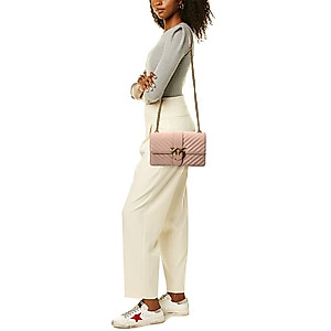 Pinko Love Classic Icon V Leather Shoulder Bag, Blue