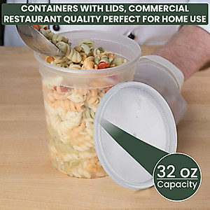 Great Credentials Plastic Soup Food Container with Lids, 32 oz, 12 Pack, Clear