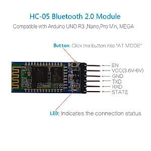 DSD TECH HC-05 Bluetooth Serial Pass-through Module Wireless Serial Communication with Button for Arduino
