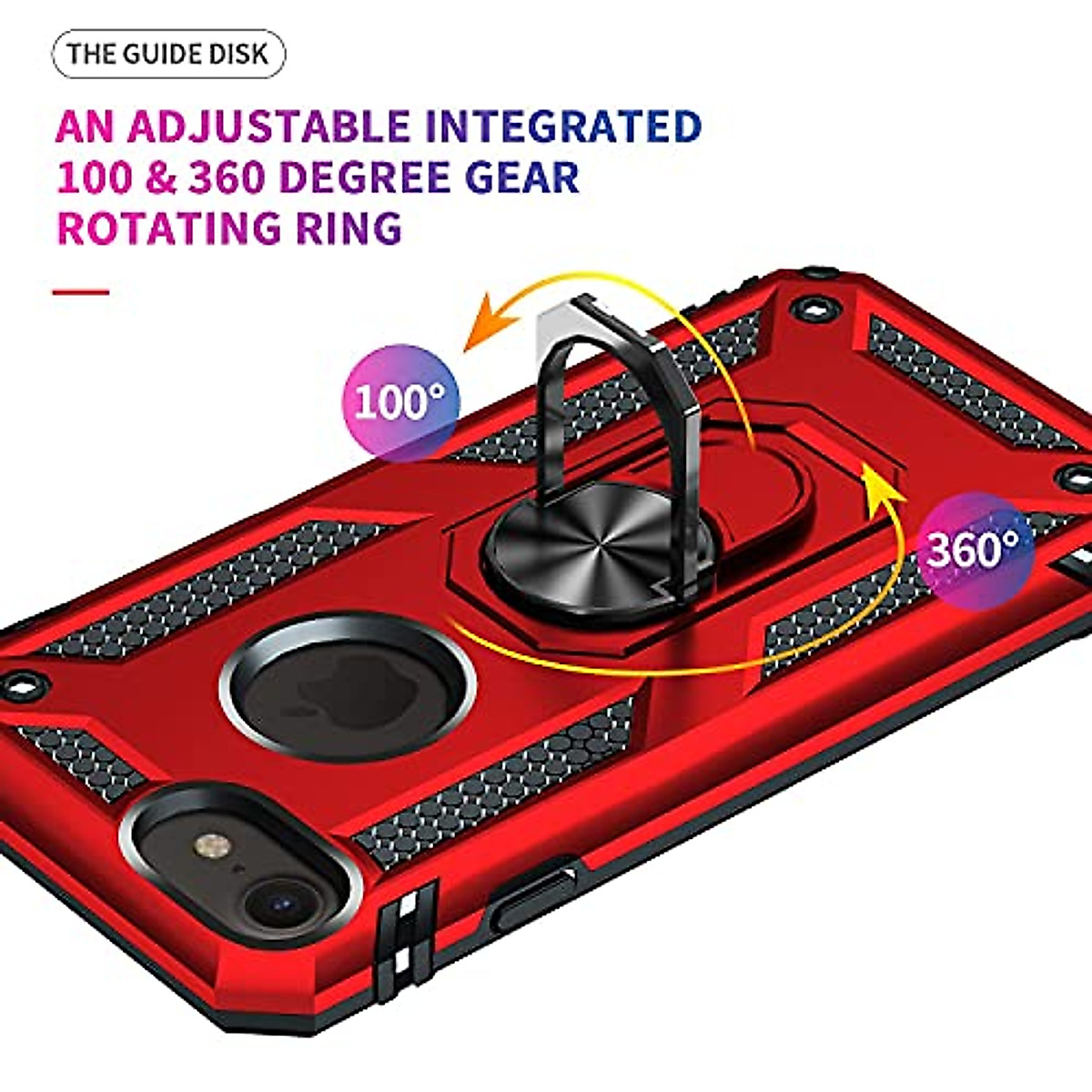 SunRemex Compatible with iPhone 8 Case iPhone 7 Case iPhone 6 Case iPhone 6s Case with Tempered Glass Screen Protector Military-Grade Protective Phone with Kickstand for iPhone 6/6s/7/8 (Red)