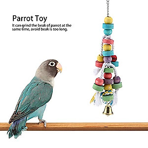 GFRGFH Colorful Parrot Toys Natural Wooden Birds Hanging Chew Toy with Bell Cage Play Toy Supplies Easy to Use