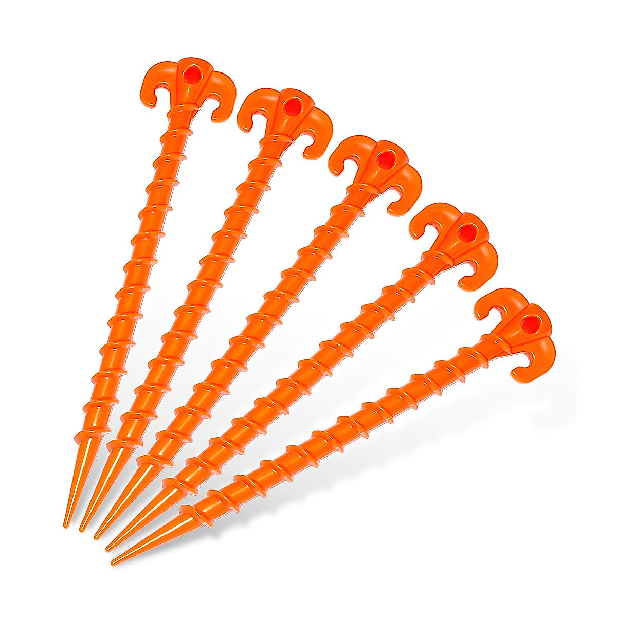 Hikemax Spiral Plastic Tent Stakes 15 Pack - 10 Inch Heavy Duty Beach Tent Pegs Canopy Stakes - Essential Gear for Camping, Backpacking, Gardening and More