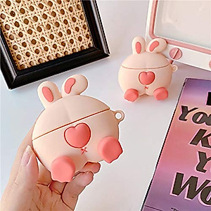 Cute Case for Airpods Pro , 3D Silicone Dinosaur Shark Dog Animal Cartoon Protective Charging Cover Skin Keychain Design for Kids Teens Girls Boys (Rabbit Case)