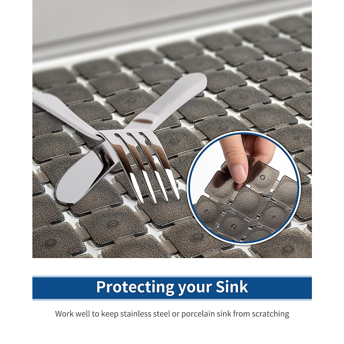 Bligli Sink Mat for Stainless Steel/Ceramic Sinks, 2 Pack 15.7x11.8 inches PVC Sink Protectors for Bottom of Kitchen Sink, Dishes and Glassware drain Mats, Durable and Fast Draining (Clear Grey)