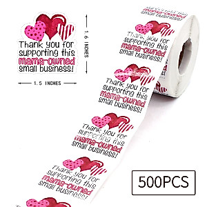 Littlefa 1.5” Mama-Owned Stickers,Thank You Stickers,Bakeries Stickers,Handmade Stickers,Small Business Stickers, Envelopes Stickers, Gift Bags Packaging 500 PCS