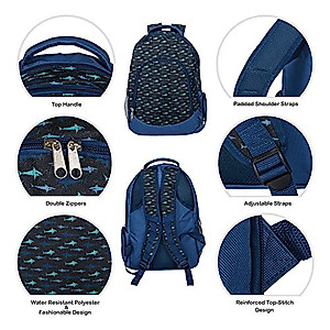 Reinforced and Water Resistant Padded Laptop School Backpack (Shark Ocean Blue)