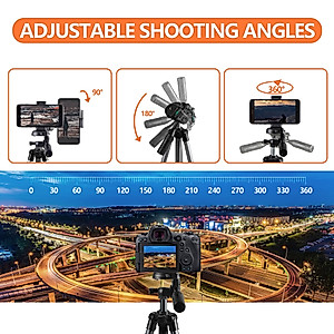 Polarduck Camera Mount Phone Tripod Stand: 51-Inch 130cm Lightweight Travel Tripod for iPhone with Remote & Phone Holder & GoPro Adapter Compatible with iPhone & Android Cell Phone | Matte Black