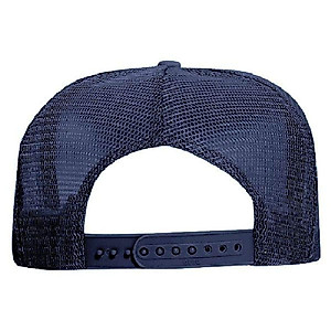 OTTO Polyester Foam Front 5 Panel High Crown Mesh Back Trucker Hat - Navy
