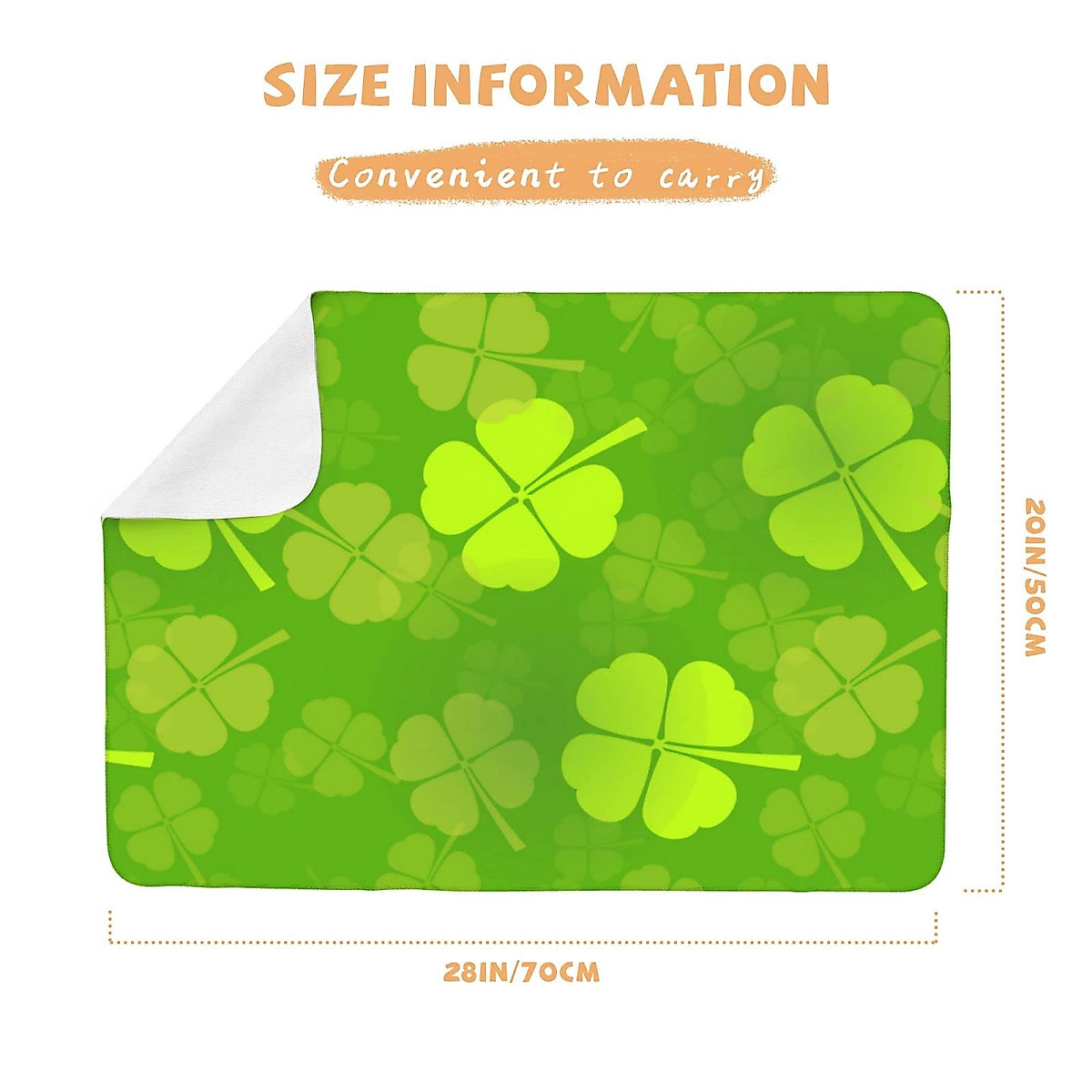 Ykklima Baby Changing Pad, St Patrick_s Day Shamrock Lucky Pattern Change Mat for Diaper Change Waterproof Cotton Portable Reusable Washable for Home & Travel (20 x 28 Inches)