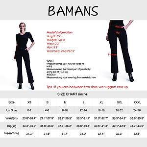 Bamans Womens Dress Pants Wide Leg Stretch Work Pants Skinny Golf Pants with Pockets Black