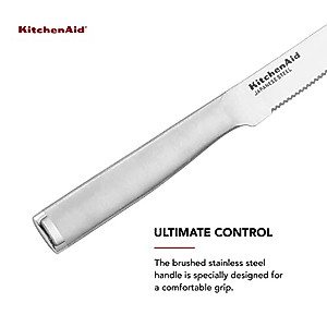 KitchenAid Gourmet Forged Steak Knife Set, High-Carbon Japanese Stainless Steel, 4 Piece, Brushed