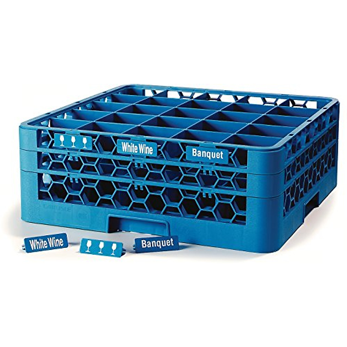 Carlisle FoodService Products RG16-214 FBA_RG16214 16 Compartment Glass Rack with 2 Extenders, 7.12", Blue