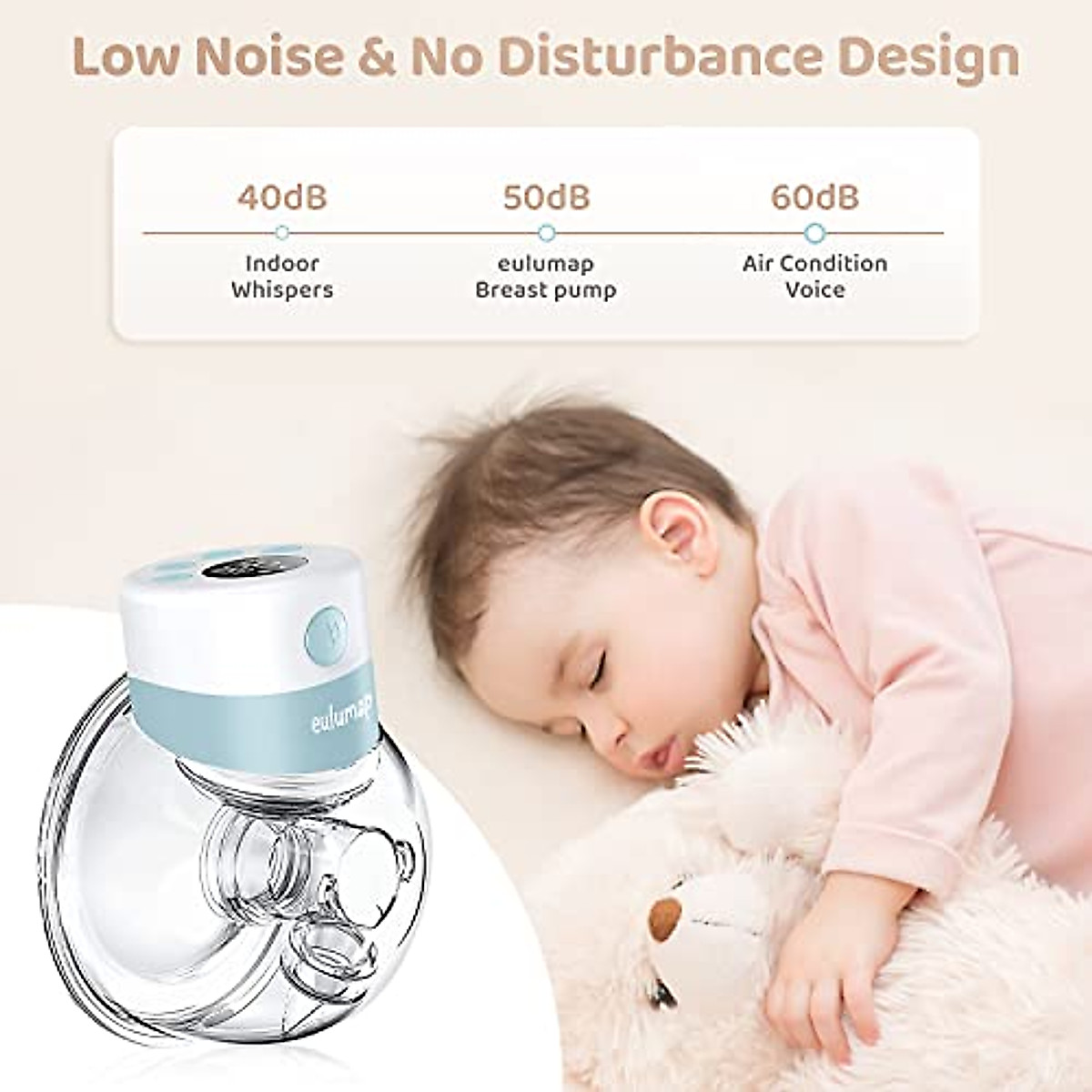 Breast Pump - Wearable Electric Low Noise Breast Pump, Rechargeable Portable Breast Pump with 2 Modes & 9 Levels, LCD Display Memory Function and Can Be Worn in-Bra, 24mm Flange