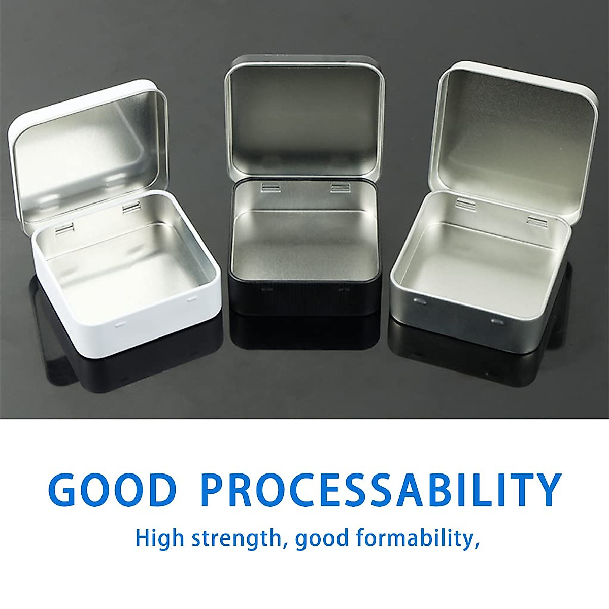 JONbinbkl Storage For Case With Lid Tinplate Box Keeping Home Dorm Candy For Condom Storage, Silver