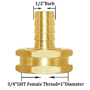 Joywayus Brass 1/2" Barb x 3/4“GHT Thread Swivel Knurling and Hex Garden Water Hose Pipe Repair Connector Fitting with Stainless Clamp (4PCS)