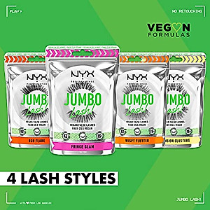NYX PROFESSIONAL MAKEUP Jumbo Lash! Vegan False Eyelashes, Up to 12HR Wear, Reusable Fake Lashes - Fringe Glam