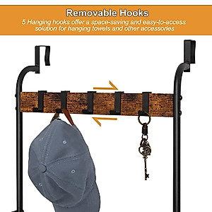 Over The Door Towel Rack, Bath Back Door Towel Bar Hanger with Hooks, 5-Tier Door Towel Rack Holder for Bathroom Farmhouse Living Room