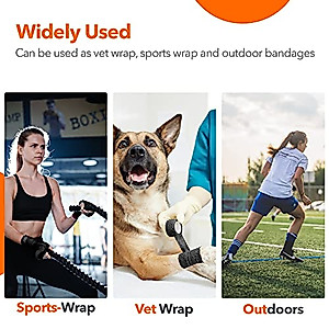 WECAREZ Self Adhesive Bandage Wrap 2 inch x 5 Yards - 24 PCS Black Latex Free Non-Woven Coban Wrap - Elastic Cohesive Bandage for Sports, Wrist and Ankle - Vet Wrap for Dogs and Horses
