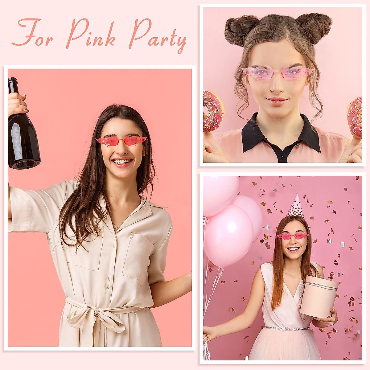 EBOOT 24 Pairs Fire Flame Sunglasses Bulk Women Rimless Fire Sunglasses Novelty Party Sunglasses for Women Men Party Accessories (8 Color)