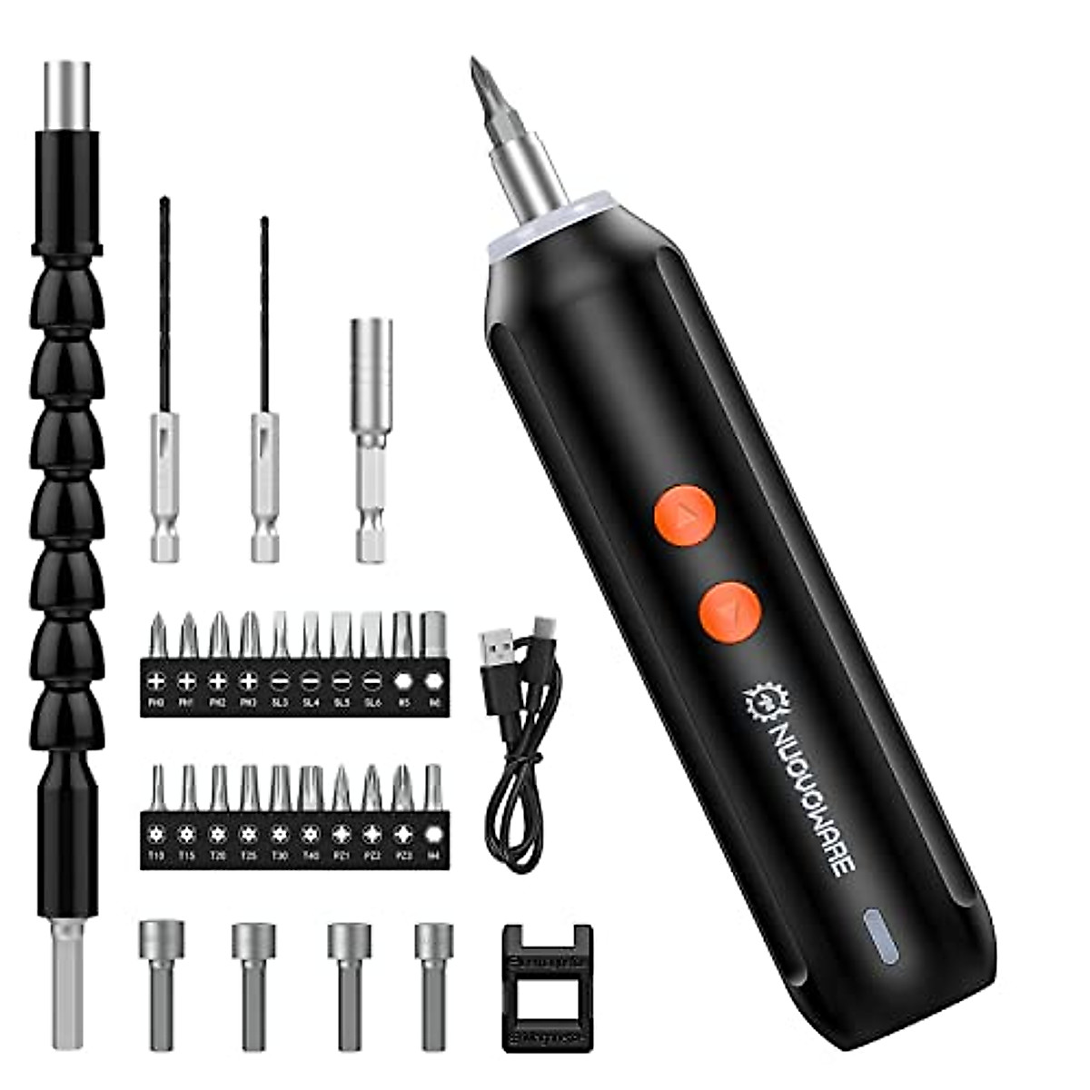 Nuovoware 5V Electric Precision Screwdriver Set, Rechargable Cordless Screwdriver 20 Magnetic Bits, LED Light Sockets Hex Shaft Drill Bits, Portable Repair Tool Set for Furnitures Phone Camera Laptop