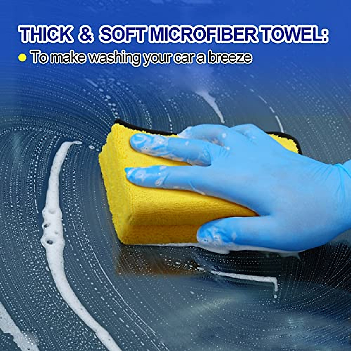 Conliwell 41" Microfiber Car Wash Brush with Long Handle Car Washing Mop Kit Mitt Sponge Car Cleaning Supplies Kit Duster RV Washing Car Brush Accessories, 1 Chenille Scratch-Free Replacement Head…