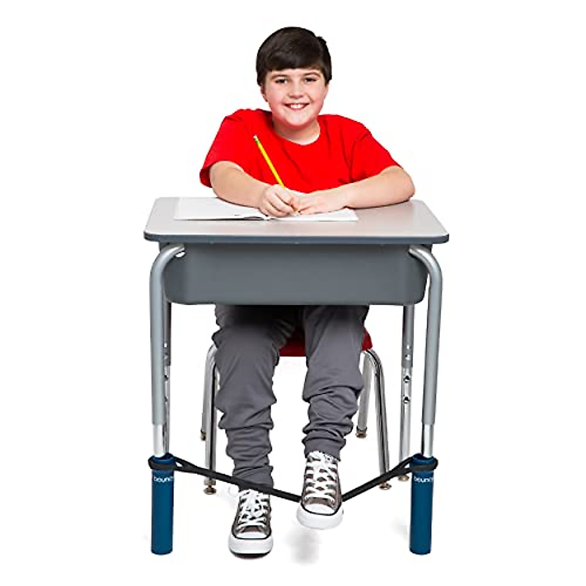 The Original Bouncy Bands® for Desks (Blue) - Children Love Bouncing Their Feet and Feeling The Tension to Relieve Their Anxiety, Hyperactivity, Frustration, or Boredom