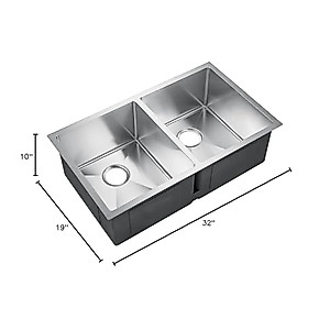 Geraldine Double Bowl Stainless Kitchen Sink 32" W x 19" D x 10" H