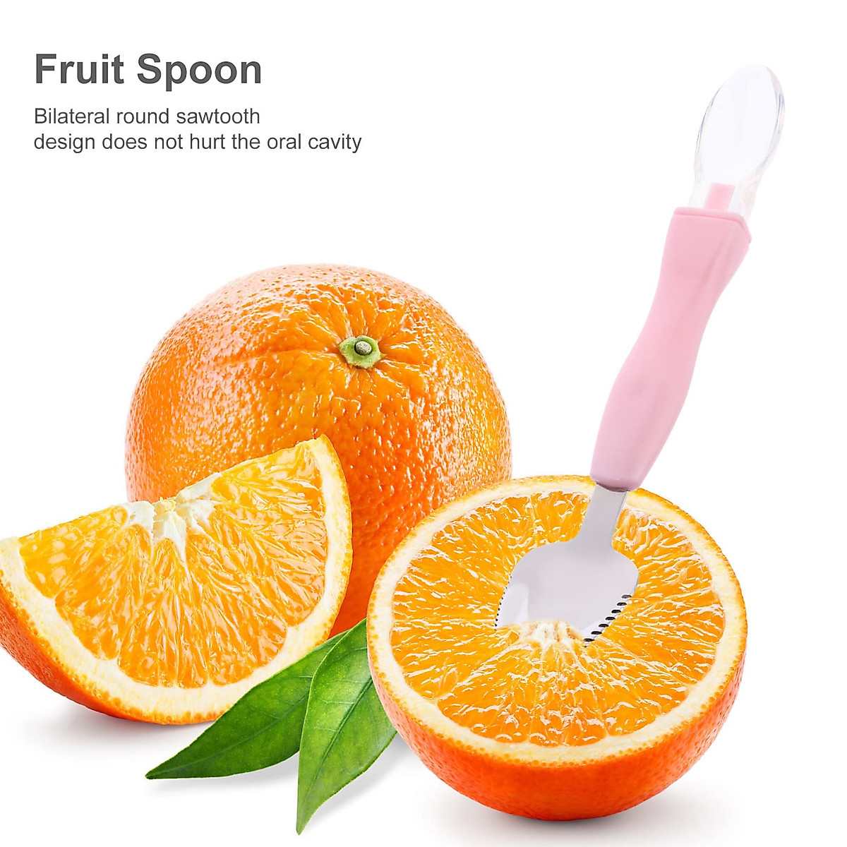 Zerodeko Silicone Baby Spoon, Baby Self Feeding Spoon with Fruit Scraper, First Feeder Spoon Safety Food Spoon for Infant, Toddler, Kids, Gifts for Babies, Parents (Pink)