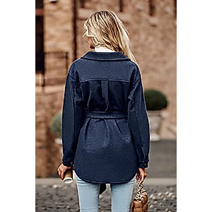 PRETTYGARDEN Women's 2023 Fashion Winter Trench Coats Lapel Button Down Peacoat Belted Outwear Casual Jackets (Navy,X-Large)