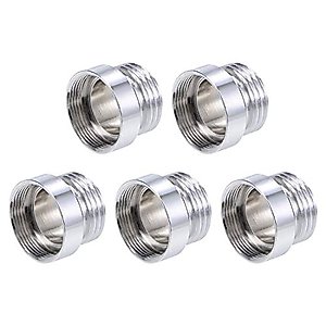 uxcell Faucet Adapter G1/2 Male Thread to M22x1.0 Female Thread Copper Aerator 24 x 18mm for Garden Hose 5Pcs
