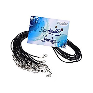 Mudder 10 Pieces 2.0mm Black Leather Cord Necklace Bulk with Lobster Clasp Necklace Cord for Pendants Bracelet Jewelry Making