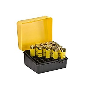 Plano Shot Shell Box 20 Gauge, Black, Plastic Ammo Storage Crate, Shotgun Shell Case Can, Small Ammo Box with Dependable Closures and Deep Individual Slots, Holds Up to 25 Rounds