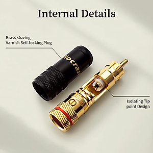 Tertullus 4pcs 2-in-1 Screw and Solder Type High End RCA Male Plugs Brass Gold Plated Audio RCA Connectors Adapters