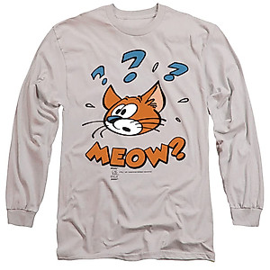 LOGOVISION Smurfs Azrael Unisex Adult Long-Sleeve T Shirt,Azrael Silver,Medium