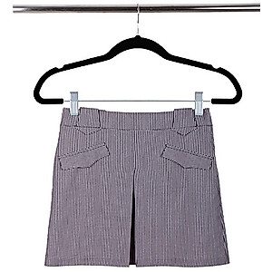 Zoyer Velvet Skirt Hangers (20 Pack, Black)- Non Slip Velvet Pants Hangers with Metal Clips, 360° Swivel Hook, Durable Thin Coat Hangers- Space Saving Velvet Dresses Hangers, Shirt & Clothes Hanger.