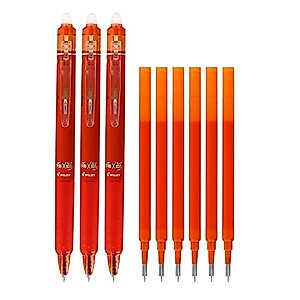 Pilot FriXion Clicker Retractable Gel Ink Pens, Erasable, Extra Fine Point 0.5mm (Orange)