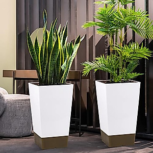 QCQHDU 21 inch Large Tall Taper Planters for Indoor & Outdoor Plants, 2 Pack Durable Plant-Flower-Tree Pots for Front Porch Patio Living Room Home Garden Decor